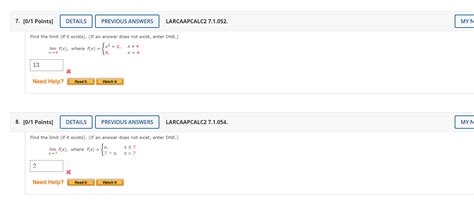 Solved Find The Limit If It Exists If An Answer Does Not Chegg Com