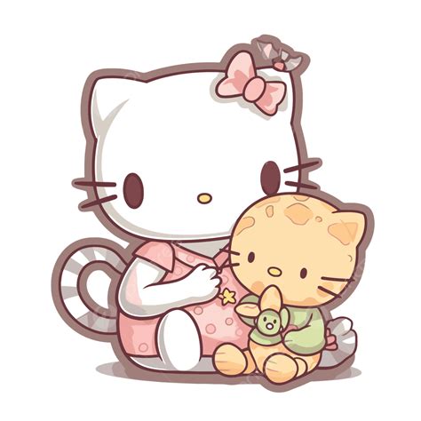 Hello Kitty 與可愛的泰迪熊 Aaaa 剪貼畫 向量 與卡通hello Kitty隔離的貼紙設計 貼紙向量圖案素材免費下載
