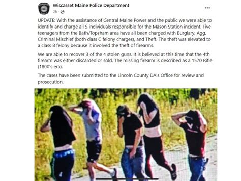 Wiscasset Pd Arrest 5 In Firearms Theft 1079 The Mix