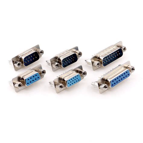 2pcs db9 db15 db25 db37 rs232 connector with screw nuts dip male female