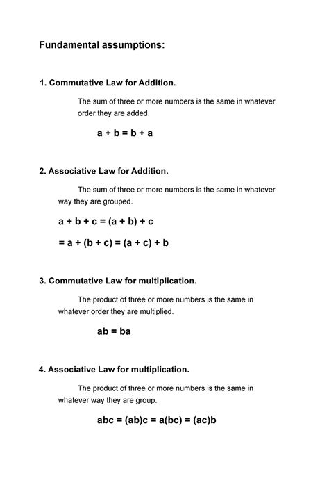 Bem Week 1 Lecture Notes Fundamental Assumptions 1 Commutative Law