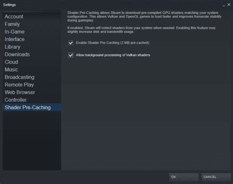 how to disable shader pre caching in steam technipages