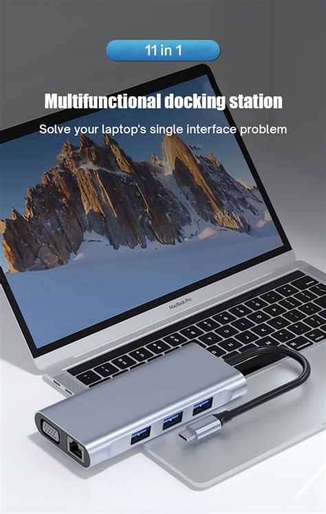 BENOSEM Type C To Dual HDMI VGA Adapter Docking Station USB C HUB Support MST Multi Screen