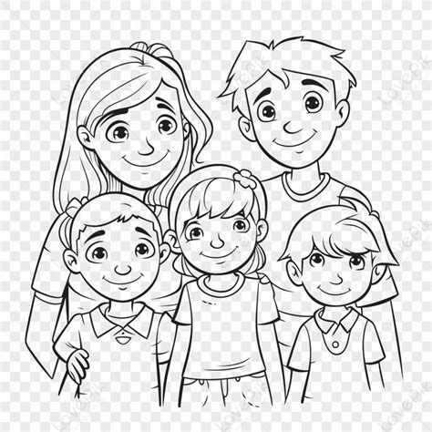 Desenhando Em Uma Página Em Preto E Branco Uma Família Páginas Para Colorir Esboço Esboço Vetor