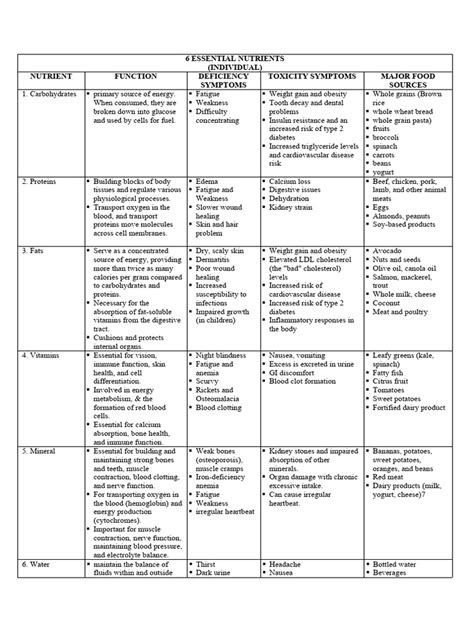 6 Essential Nutrients Pdf Vitamin Foods