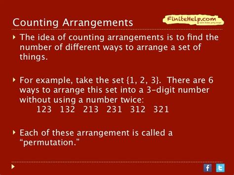 Counting Arrangements Permutations Finite Math