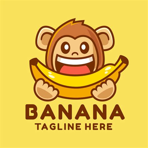 Happy Monkey Eating Banana Logo Design 5013525 Vector Art At Vecteezy
