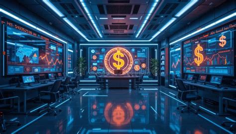 Futuristic Financial Control Room Global Market Monitoring And Data