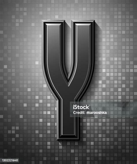 플레어 트렌디 한 응축 알파벳 산 세리프 픽셀 배경에 현대 Beveled 문자 Y 모자이크 벡터 일러스트 10eps와 3d 어두운 글꼴 3차원 형태에 대한 스톡 벡터 아트