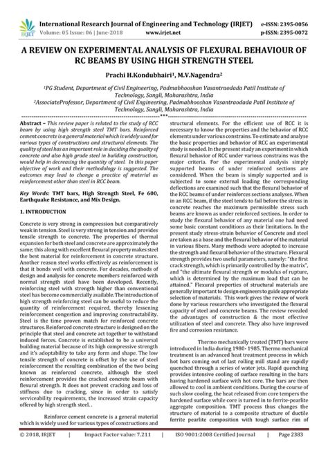 Irjet A Review On Experimental Analysis Of Flexural Behaviour Of Rc