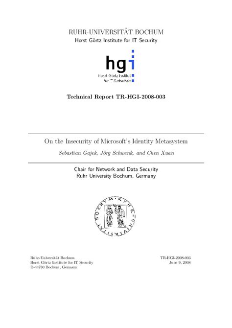 pdf on the insecurity of microsoft s identity metasystem cardspace
