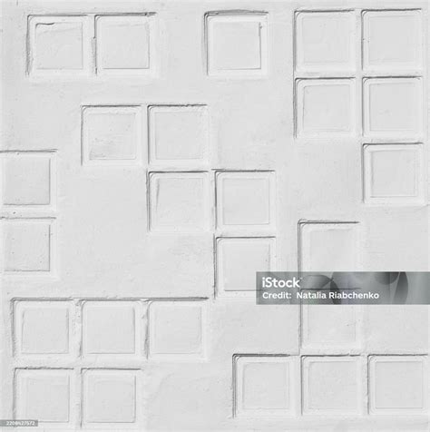 콘크리트 벽에 임의의 모양의 흰색 사각형으로 만든 3d 패턴입니다 모형 추상 및 배경 벽지 0명에 대한 스톡 사진 및 기타