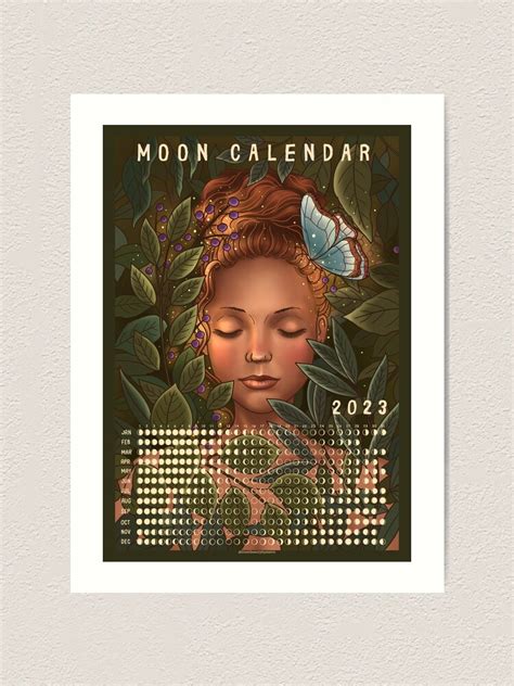 Divine Feminine Energy Lunar Calendar 2023 Art Print For Sale By