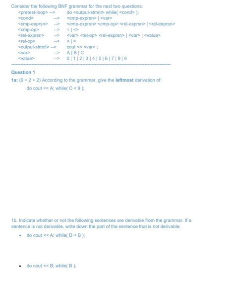 solved consider the following bnf grammar for the next two