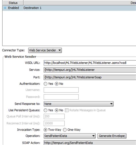 Mirth Destination Web Service Works On First Web Service Call