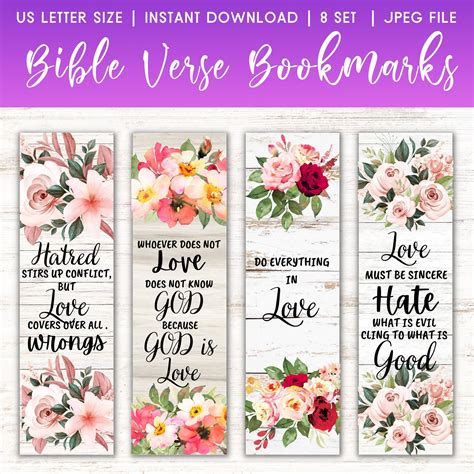 Free Printable Bible Verse Bookmarks Bible Verse Bookmarks Love