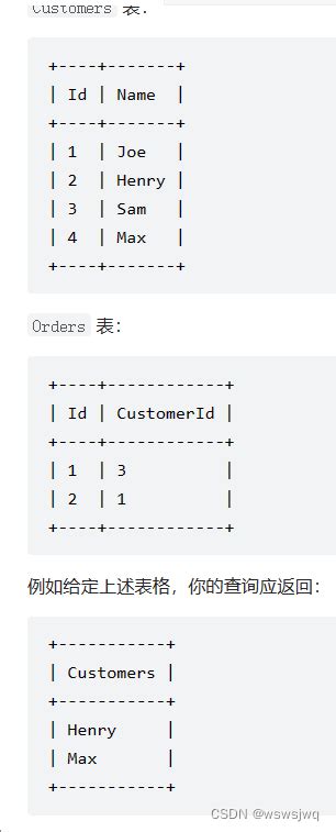 Mysql 数据库 每日一题假设有两个表orders和customers。你想获取没有下过订单的所有客户的名字。以 Csdn博客
