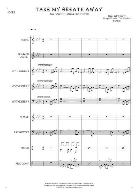 Take My Breath Away Score Playyournotes