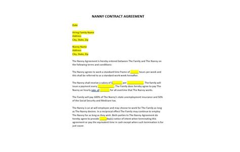 Nanny Contract Nanny Contract Template Nanny Contract Agreement