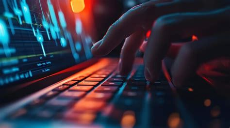 Premium Photo Close Up Of Man Hands Typing On Laptop Keyboard Stock Market Concept