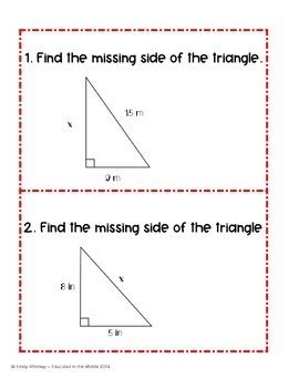 Pythagorean Theorem Activity Task Cards For Distance Learning TpT