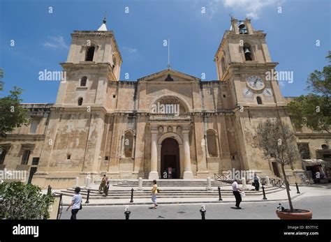 Front Exterior Of St Johns Co Cathedral Valletta Malta Europe