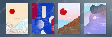 Premium Vector Japanese Background With Line Wave Pattern Vector Abstract Template With