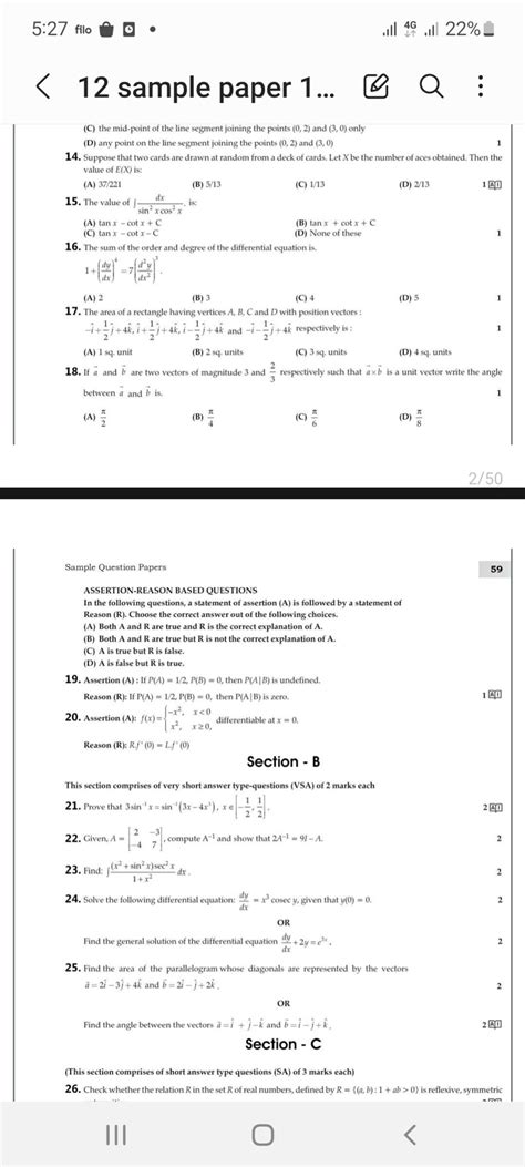 2 50 Sample Question Papers Assertion Reason Based Questions In The Follo