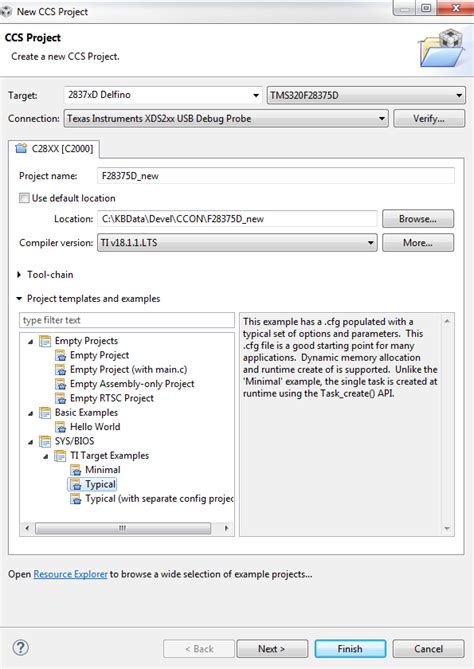 ccs tms320f28375d platform configuration with sys bios linking etc