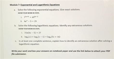 Solved Module Exponential And Logarithmic Equations A Chegg