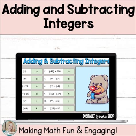 adding and subtracting integers digital self checking activity made