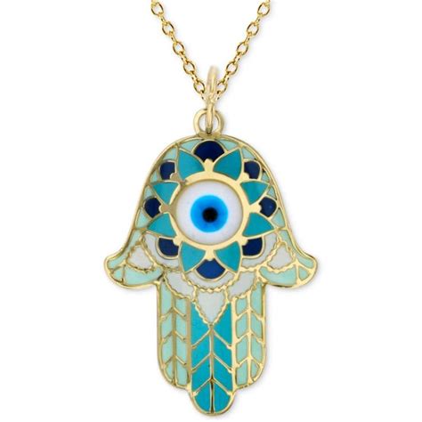 Enamel Evil Eye Hamsa Hand 18 Hamsa Hand Pendant Necklace Pendant