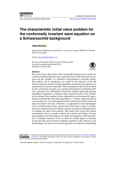 pdf the characteristic initial value problem for the conformally