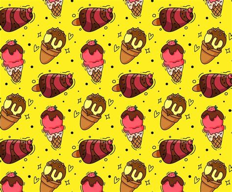 행복 한 밝은 색상에 원활한 벡터 아이스크림 배경 프리미엄 벡터