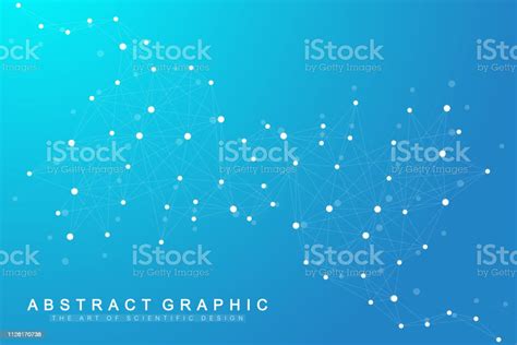 기하학적 추상 배경 연결된 라인 및 점입니다 웨이브 흐름입니다 분자 및 통신 배경입니다 디자인을 위한 그래픽 배경입니다 벡터 일러스트 레이 션 0명에 대한 스톡 벡터 아트