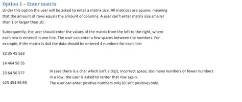 Matrix Exercise The Use Of Arrays In The Code