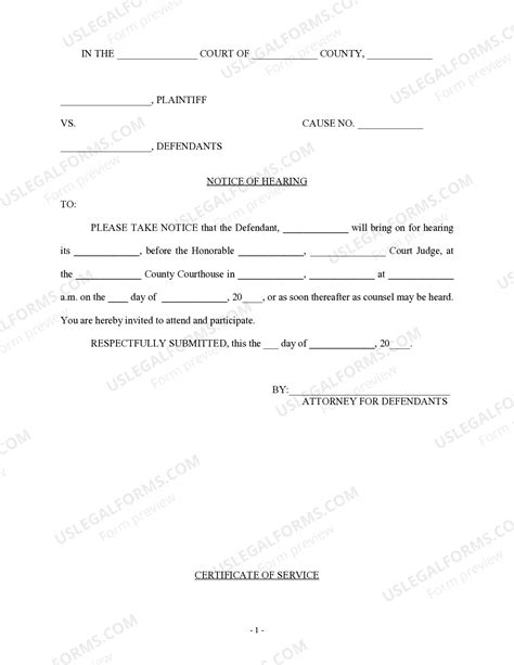 Notice Of Hearing Letter Format Us Legal Forms
