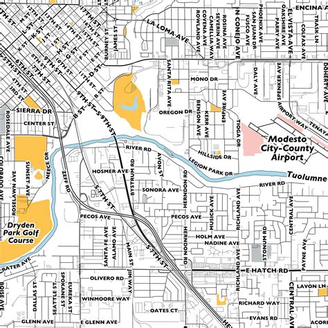 Modesto Map Print Street Names Modesto Print Printable Map Of Modesto