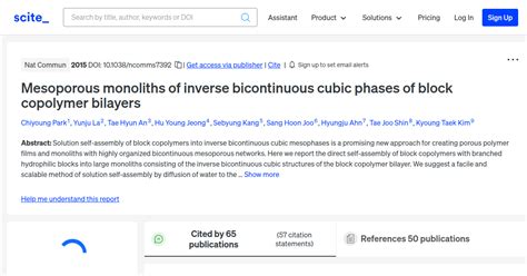 Mesoporous Monoliths Of Inverse Bicontinuous Cubic Phases Of Block Copolymer Bilayers