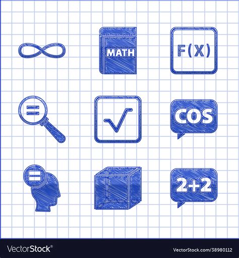 Set Square Root Geometric Figure Cube Equation Vector Image
