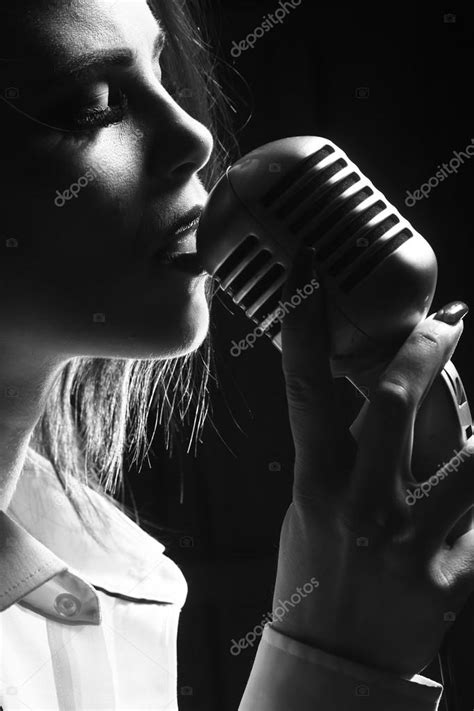Sexy Woman With Microphone Stock Photo By Tverdohlib Com 118280956