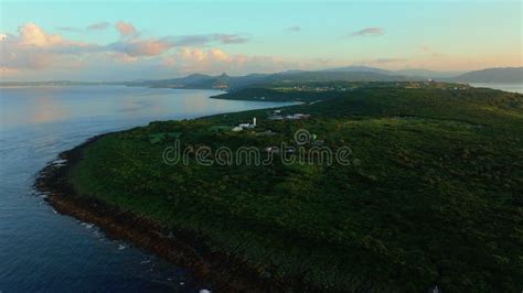 Aerial View Of Eluanbi Cape Lighthouse Taiwan Stock Footage Video