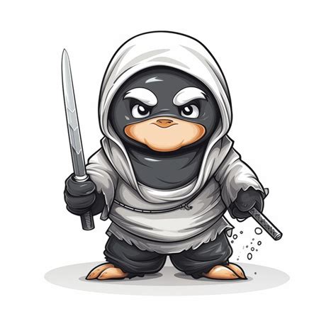 Cute Cartoon Stealthy Penguin Dressed In Ninja Attire Premium Ai Generated Image