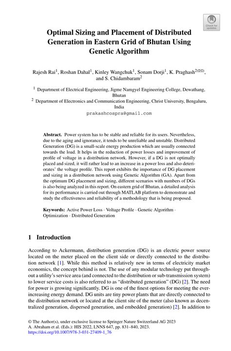 Pdf Optimal Sizing And Placement Of Distributed Generation In Eastern