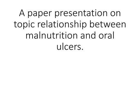 Solution Paper Presentation On Relationship Between Malnutrition And