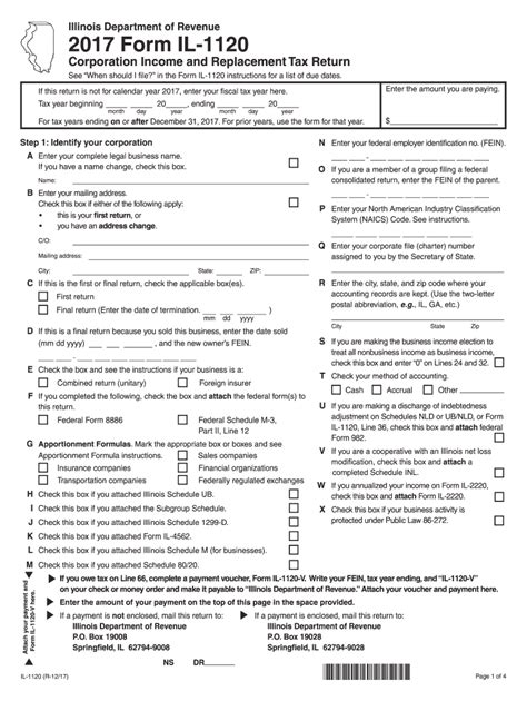 2018 Il 1120 Fill Out And Sign Online Dochub