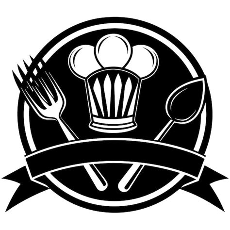 요리사 머리 로고 실루 터 프리미엄 Ai 생성 벡터