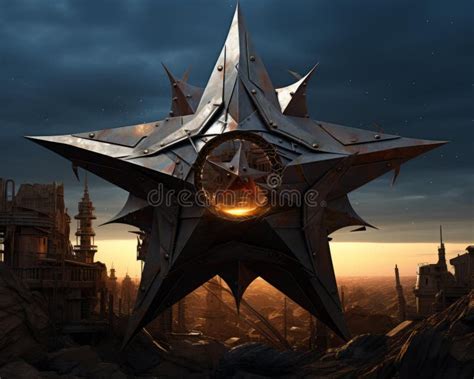 A Large Star Shaped Structure With A Fire In The Middle Stock Illustration Illustration Of