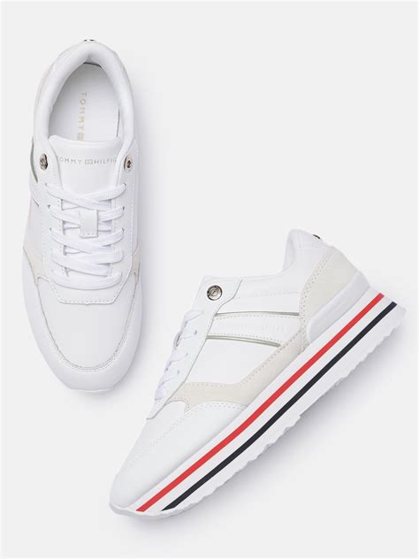 Buy Tommy Hilfiger Women White Leather Platform Sneakers Casual Shoes