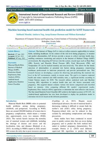 Machine Learning Based Maternal Health Risk Prediction Model For Io Mt